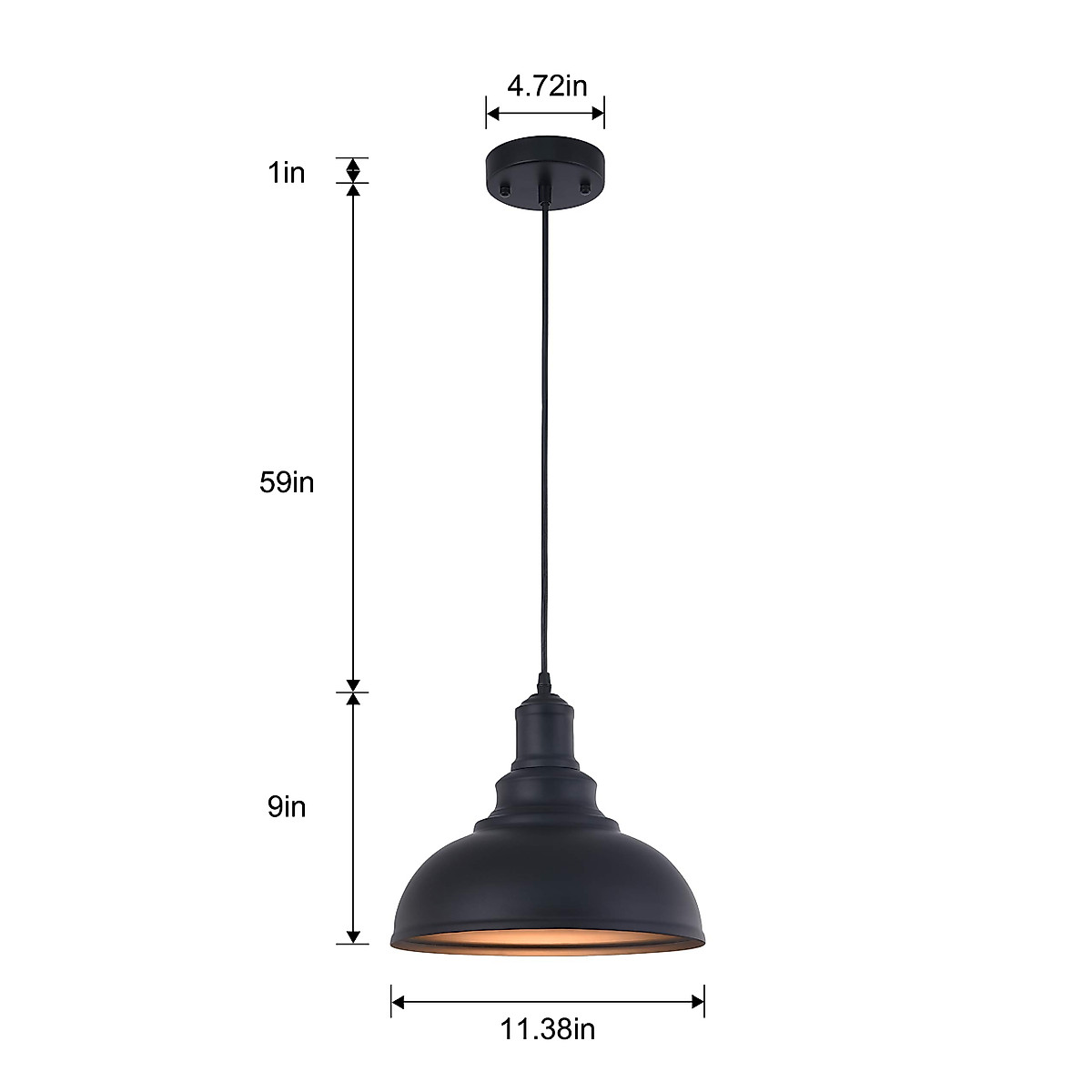 MgLoyht Pendant Lighting, Farmhouse Pendant Lamp, Hanging Light Fixtures with Metal Shade (Black Inside), Industrial Black Pendant Lights for Hallway Kitchen Island Dining Room Living Room