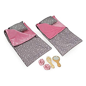 Badger Basket Pack Pretty Double Doll Carrier with Two Sleeping Bags for 18 inch Dolls - Gray/Stars