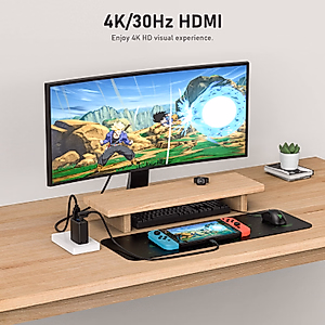 MANMUVIMO Switch Dock Charger HDMI Adapter for Nintendo Switch/OLED, Switch Docking Station Replacement for Original Dock Set, Portable 30W High-Speed with USB 3.0 Port, USB-C to USB-C Cable(Black)