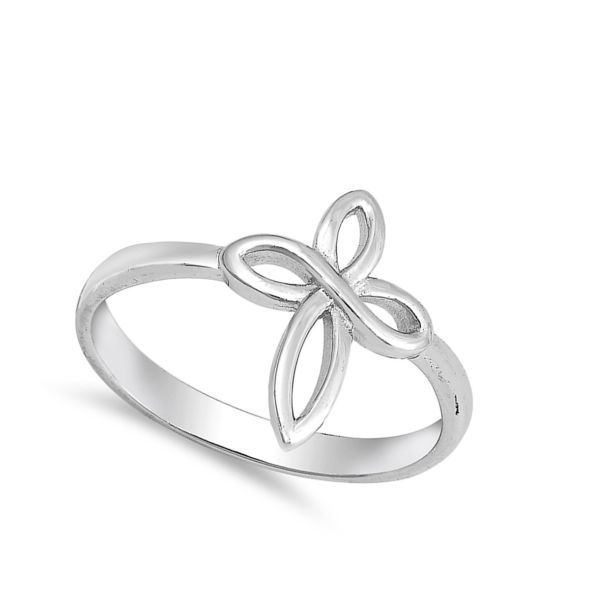 Infinity Love Knot Cross Christian Ring New .925 Sterling Silver Band Size 8
