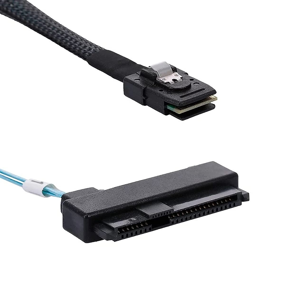 Cablecc Internal 36 Pin Mini SAS SFF-8087 Host to 4 SFF-8482 Target SAS Hard Disk and SATA Power Cable 100cm