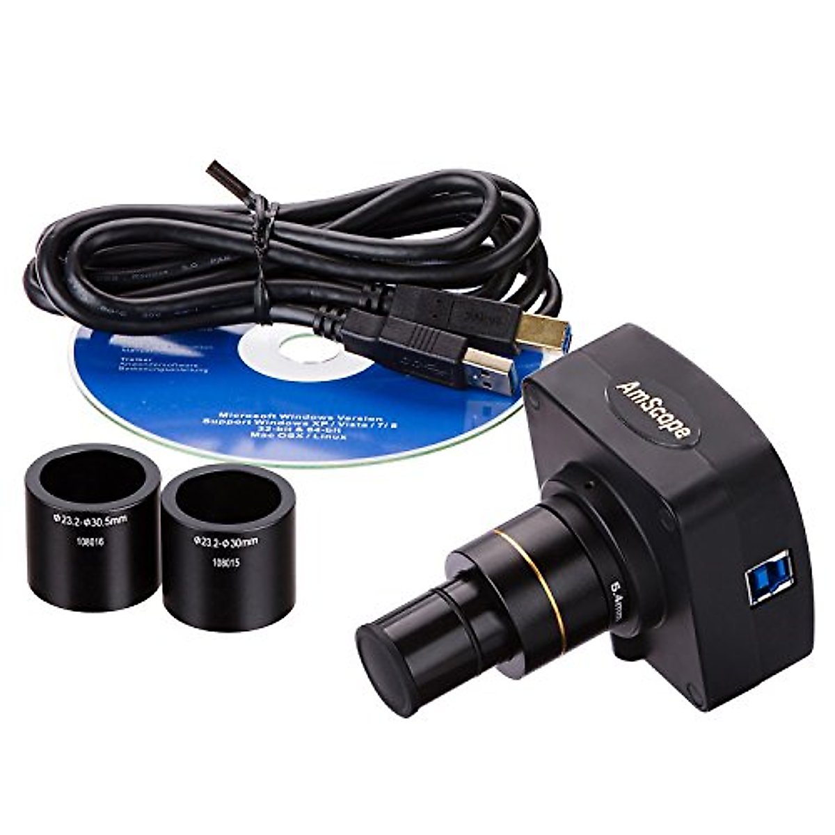 AmScope MU1003 10MP USB3.0 Real-Time Live Video Microscope Digital Camera 10 MP, white