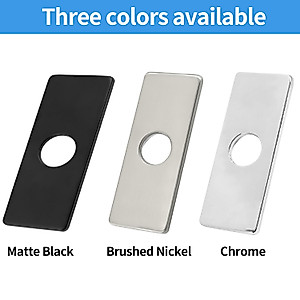 2pcs 6" Hole Cover Deck Plate for Bathroom Vanity Sink, 3-to-1 Bathroom Faucet Escutcheon Plate, Rectangle, Stainless Steel (Matte Black)