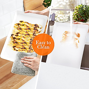 WOWBOX 4 pcs Serving Tray for Entertaining, Serving Platters for Fruit, Cookies, Dessert, Snacks, Reusable Plastic Trays for Serving Food and Pantry Organization in Kitchen & for Parties