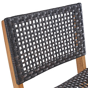 GDFStudio Outdoor Folding Acacia Wood Barstools (Set of 2), and Brown