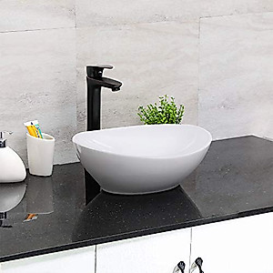 Oval Vessel Sink - Mocoloo 16” x 13“ Bathroom Sink Countertop Oval Shape Small Bathroom Sink White Porcelain Ceramic vanity Bowl, Above Counter Modern Art Bsin.