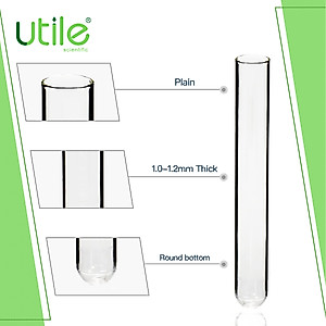 Utile 50pcs of Plain Cylindrical Glass Test Tubes, Vol.20ml, 20x150mm, Medium Borosilicate Glass Material, 4004.0135.50