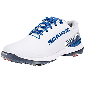 SQAIRZ Bold Men's Athletic Golf Shoes, New Golf Shoes, Designed for Balance & Performance, Replaceable Spikes, Waterproof, Golf Shoes Men with Spikes, Mens Golf Shoes, Golf Footwear White/Blue