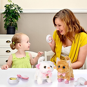 WorWoder Plush Electronic Interactive Cats That Move and Meow Waliking Lifelike Interactive Toy pet Stuffed Kitten for Girls Kids (Yellow Stripes)