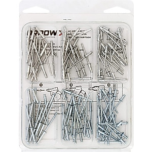 Arrow RK6120 Pop Rivet Assortment Kit for Metal, Fabric, Leather, and Auto Repair, Aluminum and Steel, 1/8-Inch, 120-Pack