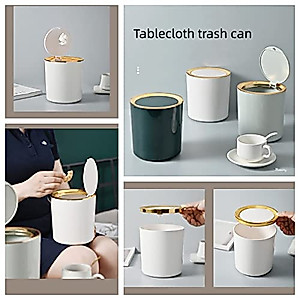 Mini Trash Can with Lid, -Wastebasket for Bathroom Vanity, Desktop, Tabletop Kitchen, Tabletopand Officeor Coffee Table - Dispose of Cotton Rounds, Makeup Sponges, Fruit Peel (White)