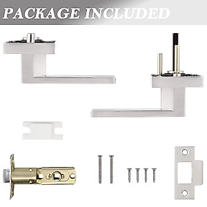 Probrico 10 Pack Square Door Lever Door Lock Handle Lockset Keyless Doorknobs Passage Knobs Lockset Interior Hallway Passage Closet in Satin Nickel