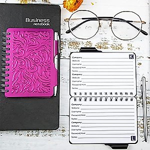 2 Pieces Portable Password Book Password Organizer Notebook Elegant Mandala Pattern Password Book Keeper with Pen, Spiral Bound Notebook for Password Information (Black, Purple)