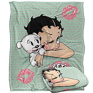 Betty Boop Goodnight Kiss Officially Licensed Silky Touch Super Soft Throw Blanket 50" x 60"