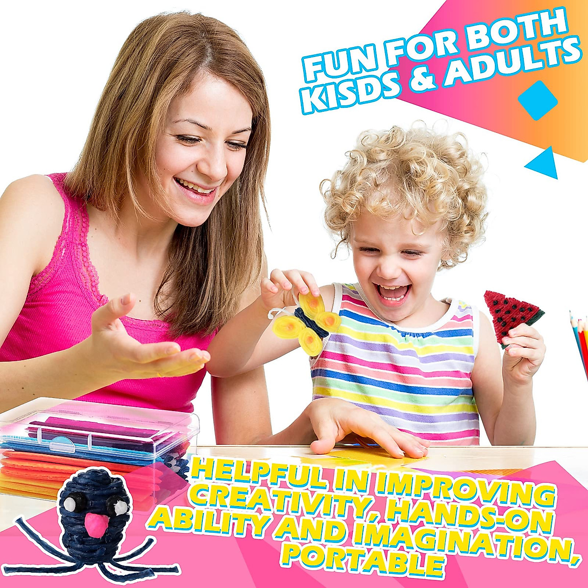 Wax Craft Sticks for Kids Bendable Sticky Yarn Molding Sculpting Sticks in 13 Colors with Plastic Storage Box for Handicraft DIY School Project Supplies (600 Pieces)