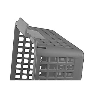 Plastic Storage Basket - 4 Pack Plastic organizing basket Gray Storage Basket with Handles Plastic Storage Bins for Organizing Fit for Home Office Accessories Toys Bathroom Kitchen