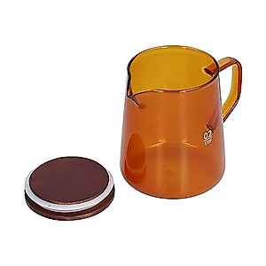 Glass Coffee Pot Server, Clear Tea Pot Coffee Carafe Glass Teapot Restaurant Coffee Server Glass Teakettle with Wood Lid for Cafe 500ml (Brown)