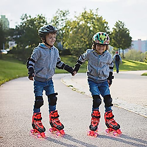 Perzcare Roller Skates for Girls/Boys, Kids Roller Skates for Daughter/Granddaughter/Son/Grandson Outdoor/Indoor Adjustable 4 Sizes with Light Up Wheels for Beginner