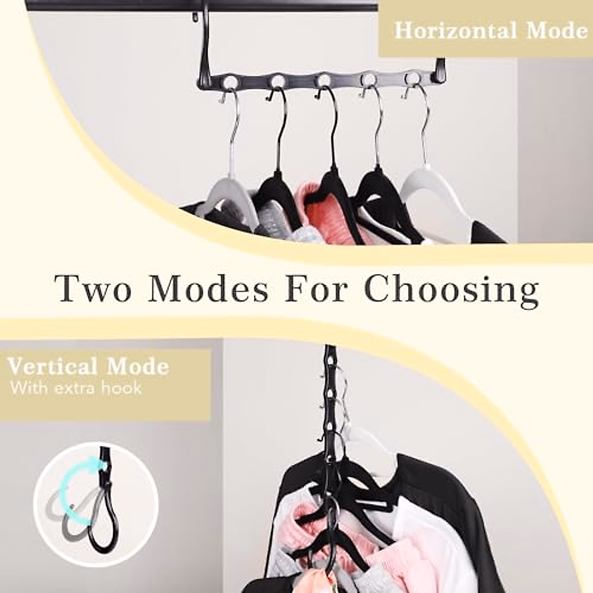 UniqNest Magic Hangers Space Saving 12 Pack, Multifunction Closet Clothes Hanger Organizer and Storage, 5 Holes Closet Space Savers Hanger Stacker for Small Space Organization