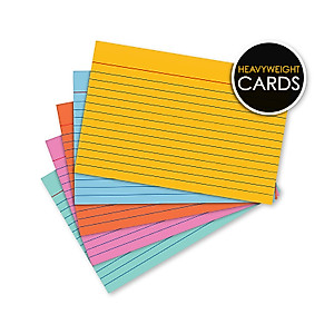 iScholar Index Cards, Assorted Colored, Ruled, 4 x 6 Inches, 100 Card Pack (04616)