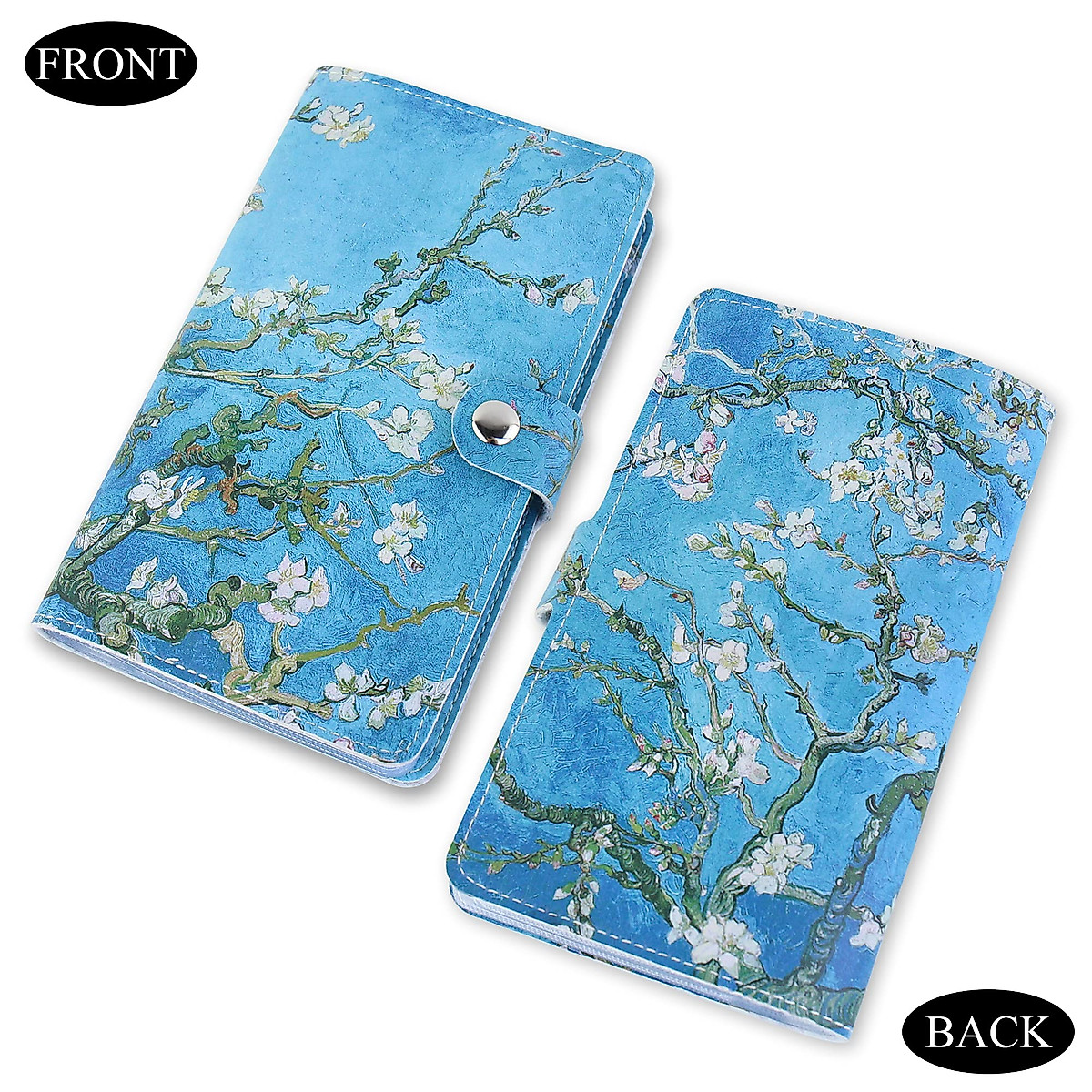 lizimandu Business Card Holder Book, Business Card Book Case PU Leather Organization Binder Name ID Card Holder for Men & Women, Up to 96 Cards Capacity(1-Peach Blossom)