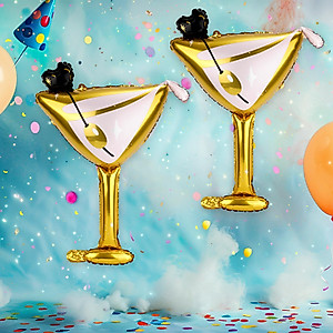 2Pcs Martini Balloon for Party Decoration, Martini Glass Balloons Martinis Bachelor Decoration Drink Foil Balloons for Birthday Wedding Bachelor Parties