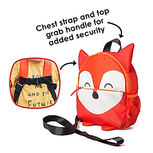 Diono Fox Character Kids Mini Back Pack Toddler Leash & Harness for Child Safety, with Padded Shoulder Straps for Child Comfort