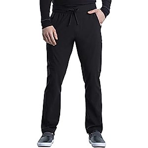 Cherokee iFlex Men Scrubs Pant Tapered Leg Drawstring Cargo CK006, M, Black