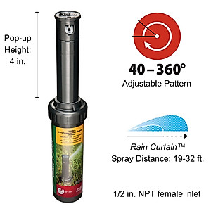 Rain Bird 32SA Simple Adjust Gear Drive Rotor, 40° - 360° Pattern, 19' - 32' Spray Distance