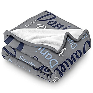 Yoke Style Personalized Baby Blankets for Baby Boys/Girls, Custom Name Initial Swaddle Blanket, Personalized Baby Boy Gifts for Newborn, Toddler, Kids on Baby Shower, Birthday