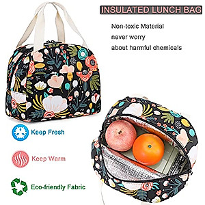 Octsky Kids Backpack for Girls Teens Elementary Middle School Bookbags Childs Back to School Bag with Lunch Box, Black/Multi, One Size