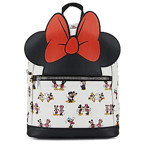 Disney Minnie Mouse Allover Backpack - Girls, Boys, Teens, Adults - Officially Licensed Minnie Mouse 10 Inch Allover Faux Leather Mini Backpack