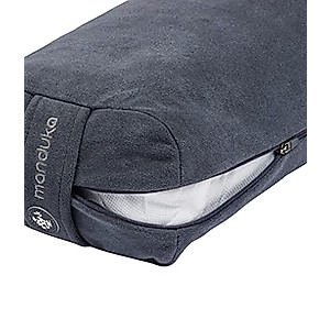 Manduka Yoga Lean Bolster Pillow - Firm, Removable eQua Cover, Easy Carry Handle - Thunder Grey, 27" x 7" x 3.25"