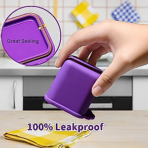 MUUPEG 2PCS Dips Containers Fits Most Bento Lunch Box To Go, Leakproof Salad Dressing Container Fits Lunch Box for Kids, Food Grade Silicone Condiment Container with Lids (Purple & Orange)
