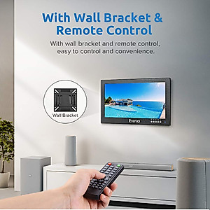 Eyoyo 12'' inch Small HDMI CCTV Monitor, 1366x768 IPS Metal Housing LED Screen W/Wall Bracket&Remote Control with HDMI/VGA/AV/BNC Input Built-in Speakers for PC, Security Camera, Raspberry Pi
