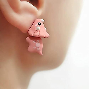 BTSEURY Stud Earrings for Girls Women,Earrings Simple, Cute Animal Bite Earring Fashion 3D Animal Clay Handmade Polymer Animal Earrings
