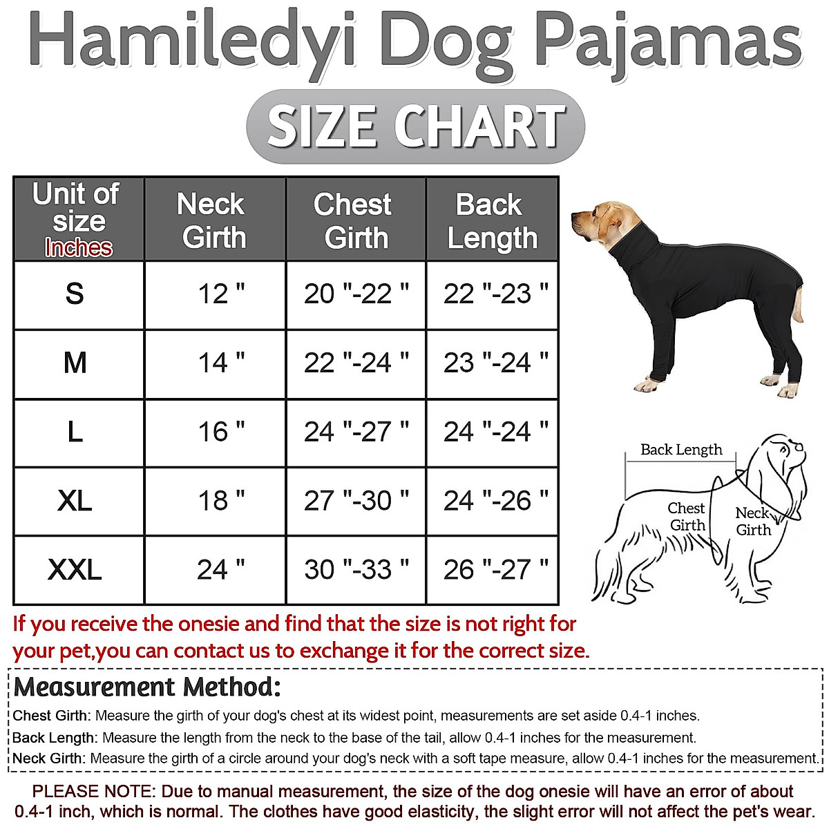 Hamiledyi Dog Onesie Anti-Licking Dog Bodysuit Spay Surgical Recovery Suit for Dogs Pet Cone Alternative After Surgery Full Body Dog Shedding Suit for Female Male Neuter Dogs Claming Pajamas (XXL)