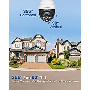 MUBVIEW 2K Security Camera Outdoor, Cameras for Home Security PTZ 360° View, 3MP Dome Surveillance Cameras with Motion Detection, Siren, Full Color Night Vision,Work with Alexa & Google Home (2Packs)