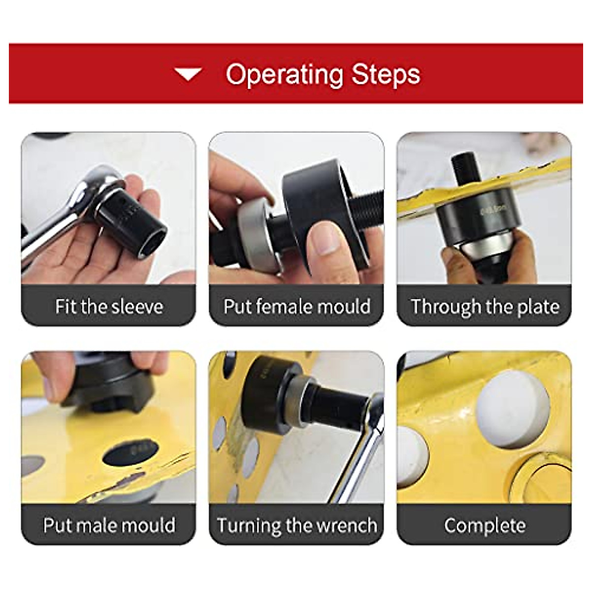 iGeelee Ratchet Knockout Hole Punch Driver Kits 1/2 to 2 inch SLUG-Buster Knockout Electrical Conduit Hole Cutter Sets KO Tool Kit (CC-60)