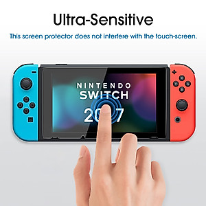 amFilm OneTouch Screen Protector Designed for Nintendo Switch 2017 - With Auto Alignment Kit, Bubble Free, Glass, 2 Pack
