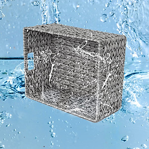 GRANNY SAYS Large Wicker Basket for Storage, Waterproof Storage Baskets, Wicker Basket with Handles, Storage Baskets for Shelves Room, Gray Basket for Pantry Storage, 1-Pack