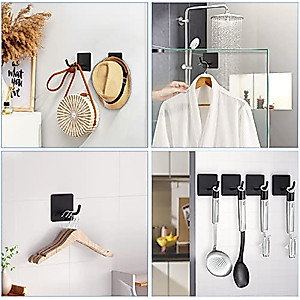 FUMAX Adhesive Hooks, 304 Stainless Steel Wall Towel Hooks, Heavy Duty Self Adhesive Sticky Hooks for Hanging Towel Robe Hat Coat Key