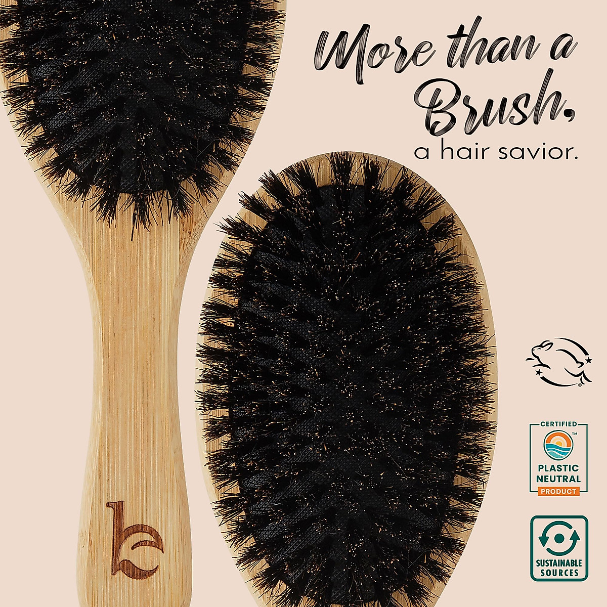 Boar Bristle Hair Brush - Smoothing Hair Brush for Men, Women & Kids, Soft Bristle Hair Brush, Bamboo and 100% Boar Bristles, Soft Brush for Hair, Gentle on Scalp
