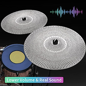 Low Volume Cymbal Pack Silver Mute Cymbal 14"/16"/18"/20" 5 Pieces Drum Cymbal Set
