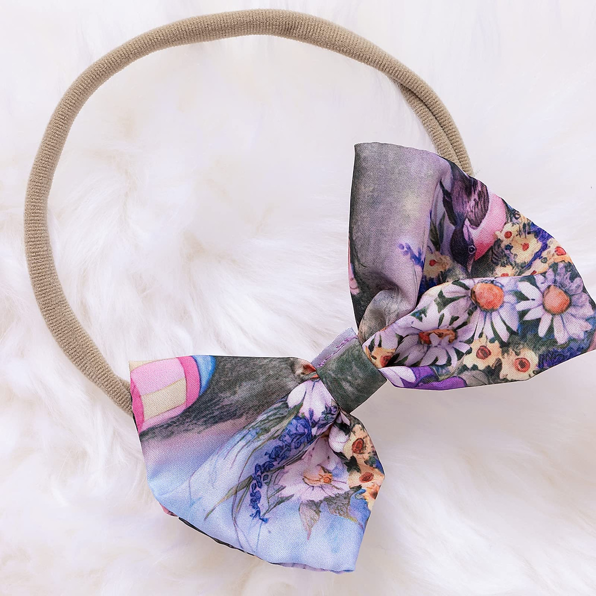 Newborn Infant Baby Girl Easter Outfit Toddler Lace Sleeveless V Neck Romper Bunny Print Dress+Headband Summer Clothes (Purple, 3-6 Months)