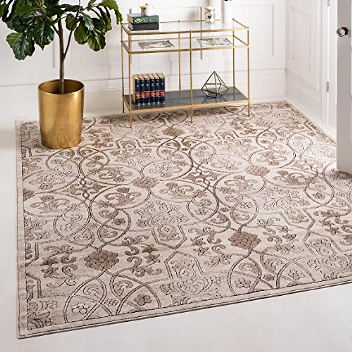Unique Loom Rushmore Collection Area Rug - Washington (6' Square, Dark Beige/Beige)