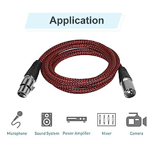 FURUI XLR Cable 6ft 2Pack Male to Female, Microphone XLR Cable 3 Pin Nylon Braided Balanced XLR Cable Mic DMX Cable Patch Cords with Oxygen-Free Copper Conductors