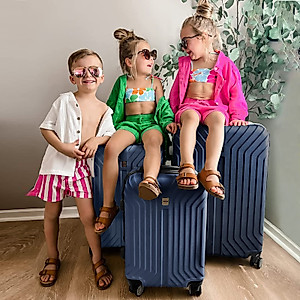 AnyZip Luggage Sets Expandable PC ABS 3 Piece Set Durable Suitcase with Spinner Wheels TSA Lock Carry On 20 24 28 Inch Blue