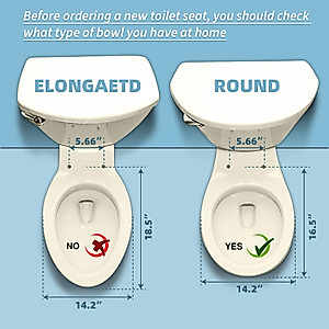 Round Toilet Seat, Slow Close, Thickened Material, No Wiggle Never Loosen, Easy To Install And Clean, Fit Most Round Toilets, White (16.5”)