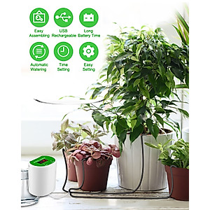 Neikko Automatic Plant Watering System for 12 Indoor Potted Plants, Automatic Drip Irrigation Kit Plant Watering System with Water Timer, USB Rechargeable Vacation Plant Self Watering Kit